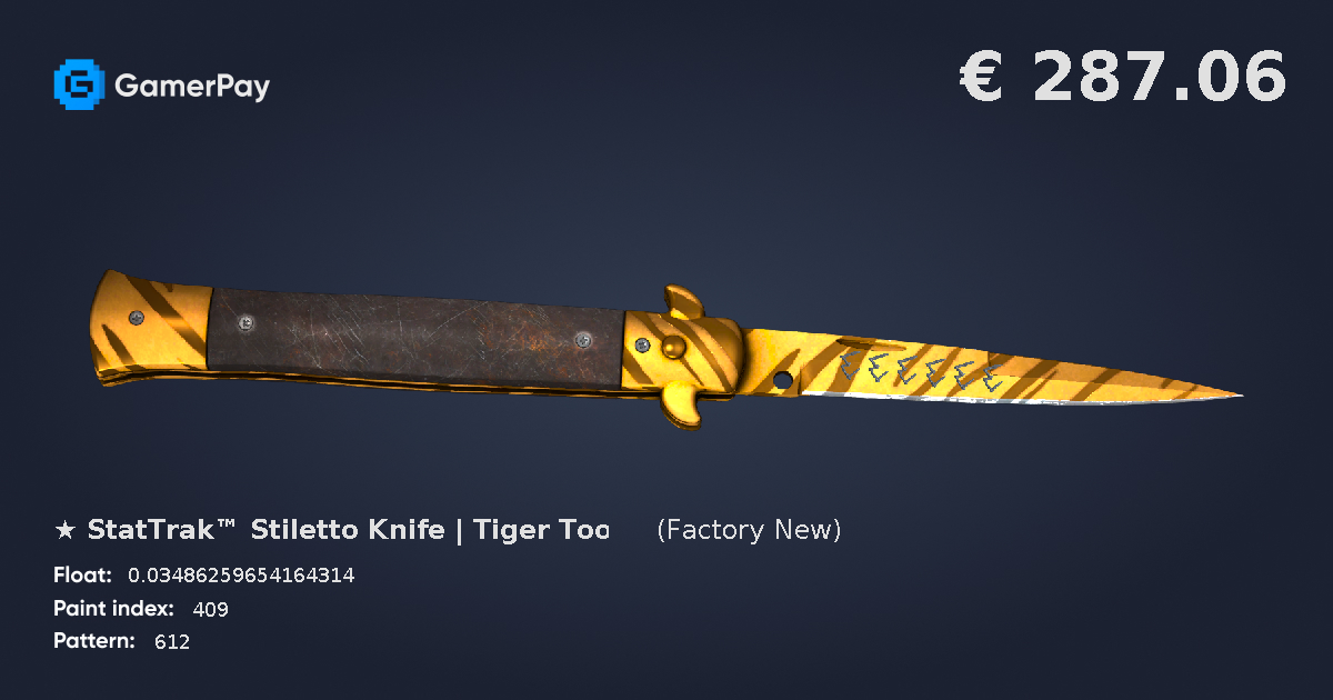 StatTrak™ Stiletto Knife | Tiger Tooth on GamerPay