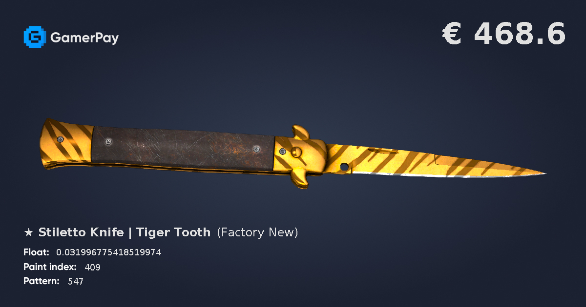 Stiletto Knife | Tiger Tooth on GamerPay