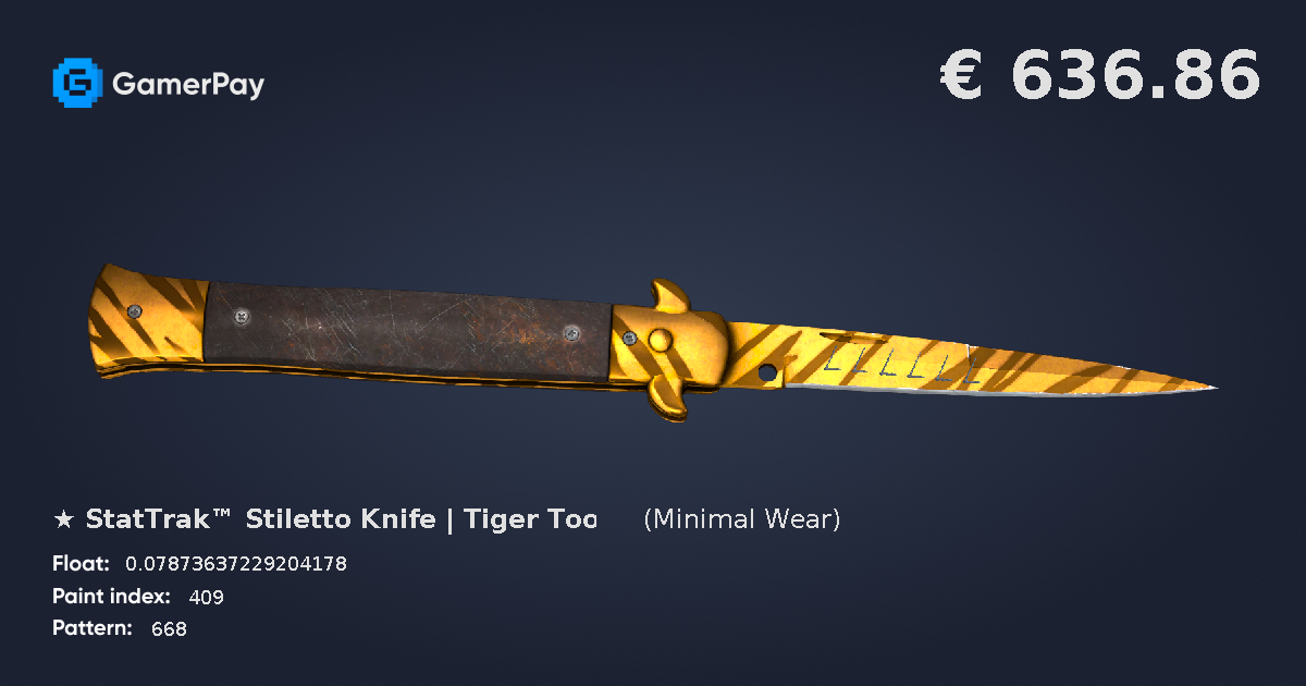 StatTrak™ Stiletto Knife | Tiger Tooth on GamerPay