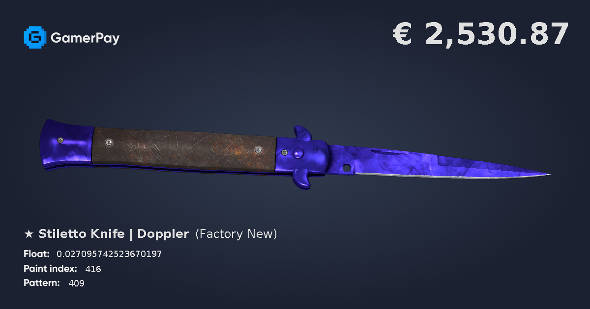 Stiletto Knife | Doppler Sapphire on GamerPay