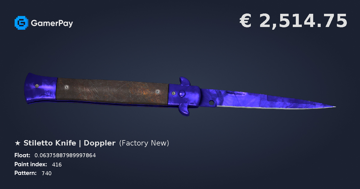 Stiletto Knife | Doppler Sapphire on GamerPay