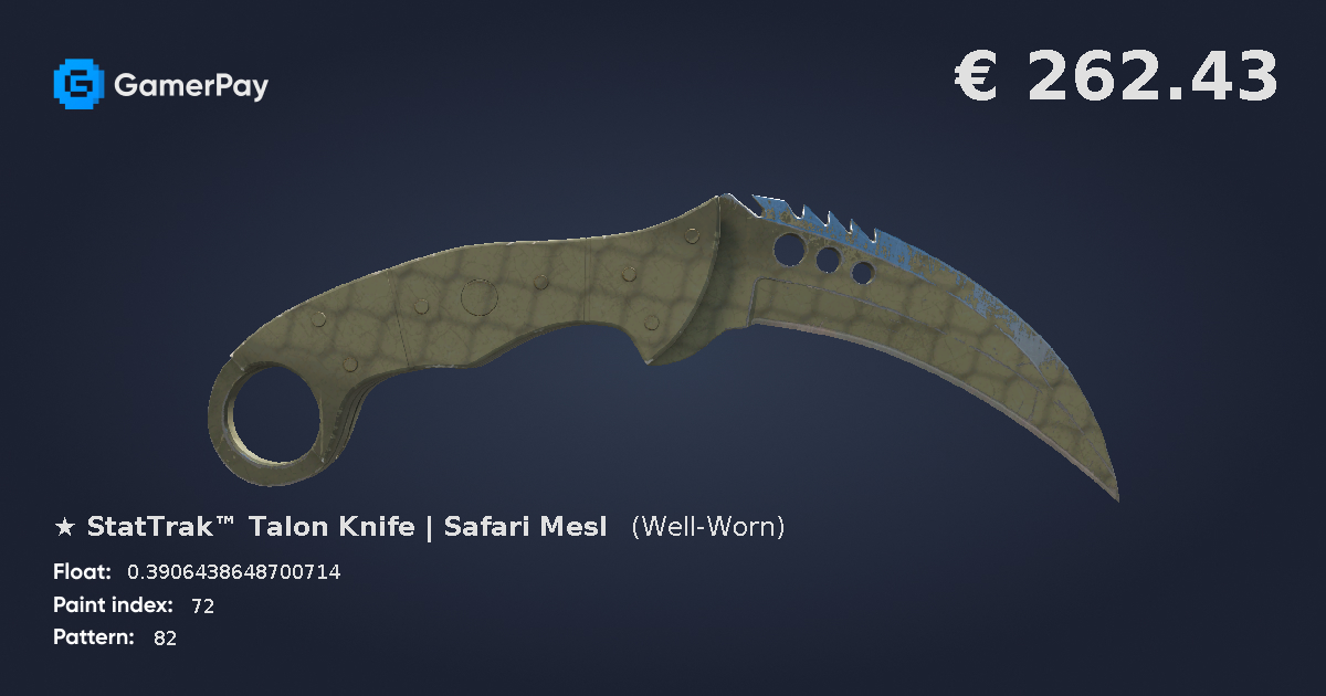 StatTrak™ Talon Knife | Safari Mesh on GamerPay