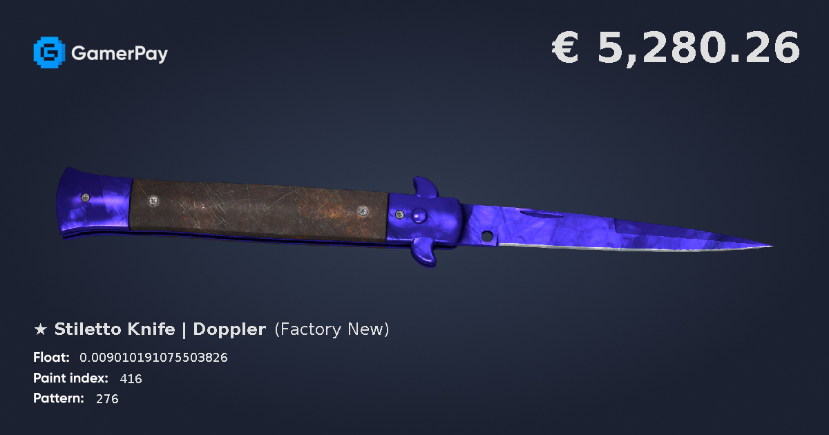 Stiletto Knife | Doppler Sapphire on GamerPay