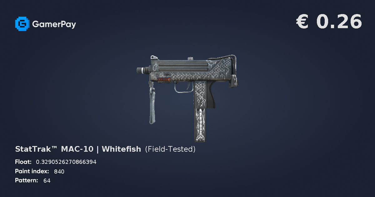 StatTrak™ MAC-10 | Whitefish on GamerPay
